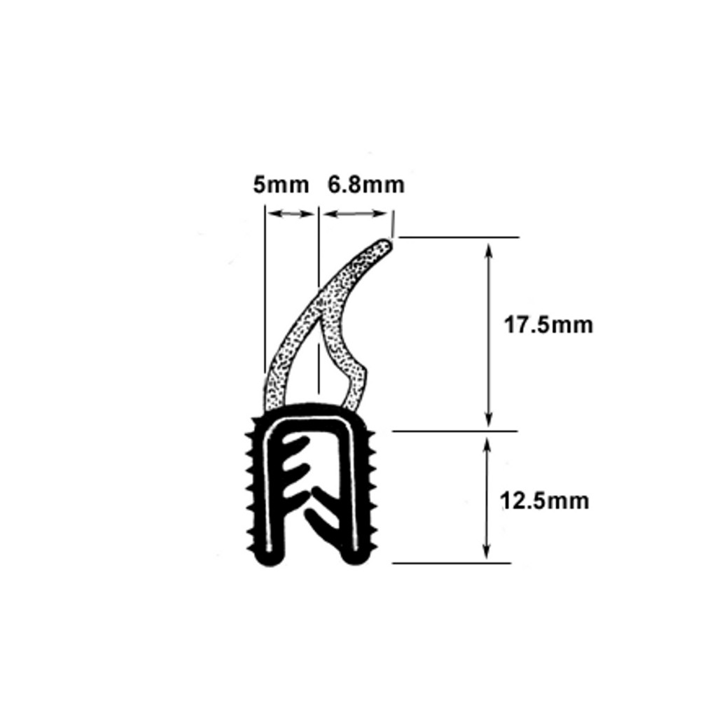 Vertical Finned Rubber Boot Seal - edgetrims.co.uk