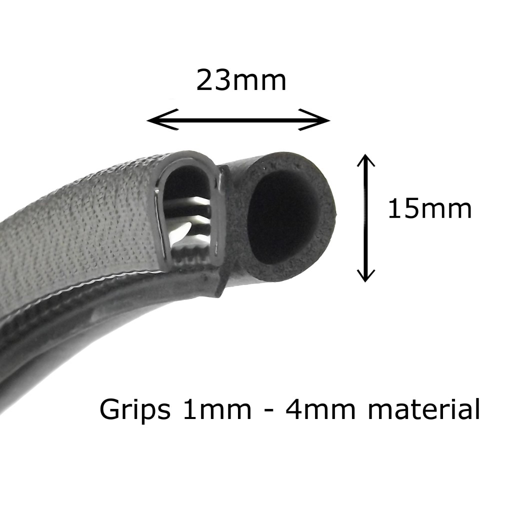 23mm x 15mm Rubber Door Side Seal - edgetrims.co.uk