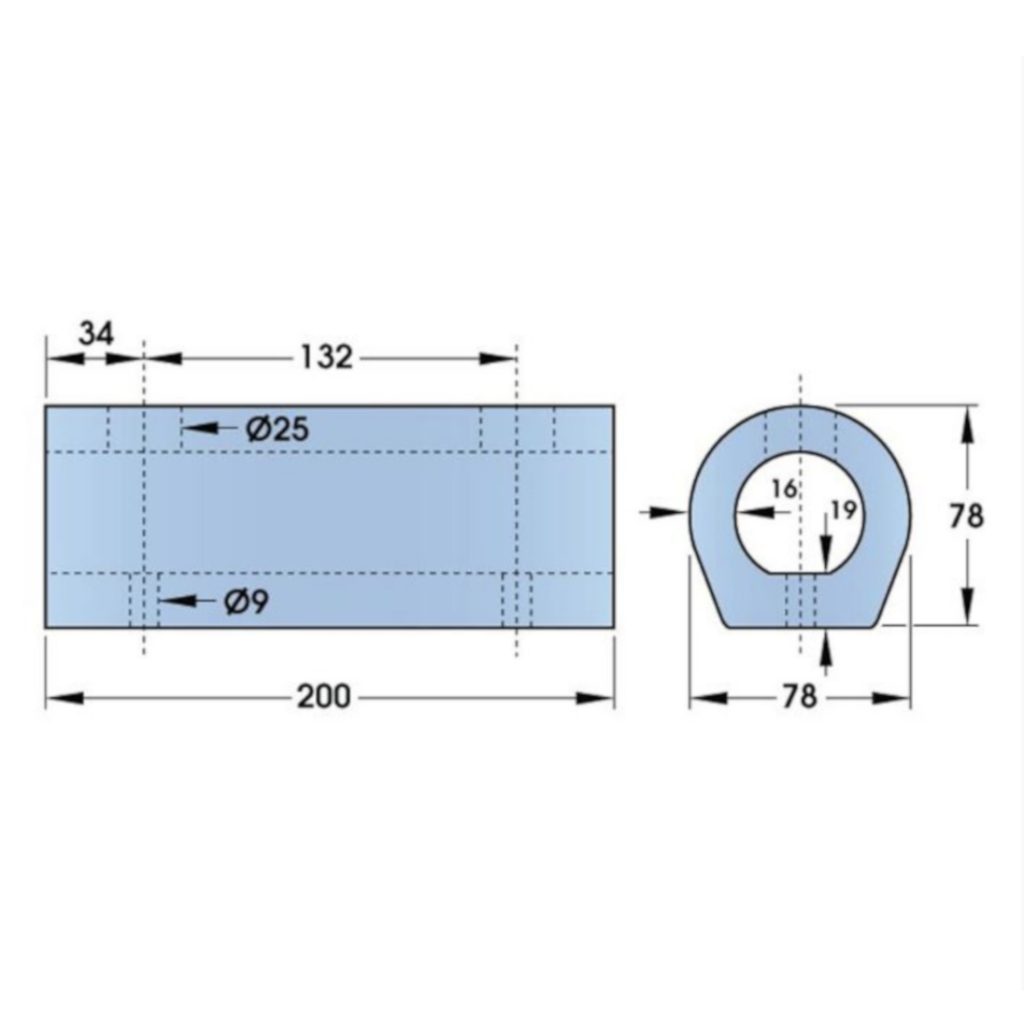 D Section Rubber Buffer 200mm x 78mm - Edge Trims