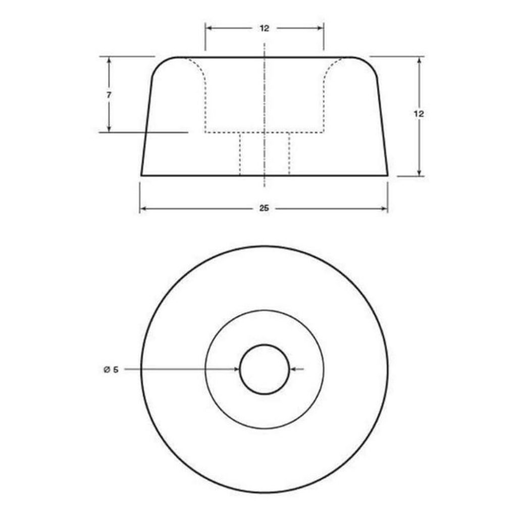 Small Round Rubber Buffer 25mm x 12mm Pair - Edge Trims